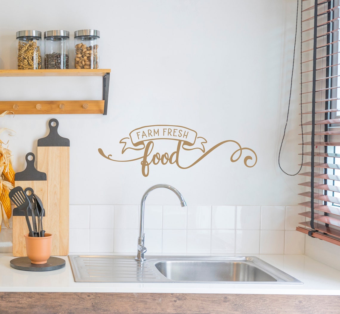 Farm Fresh Food Wall Decal: Rustic Kitchen Vinyl Sticker - Etsy