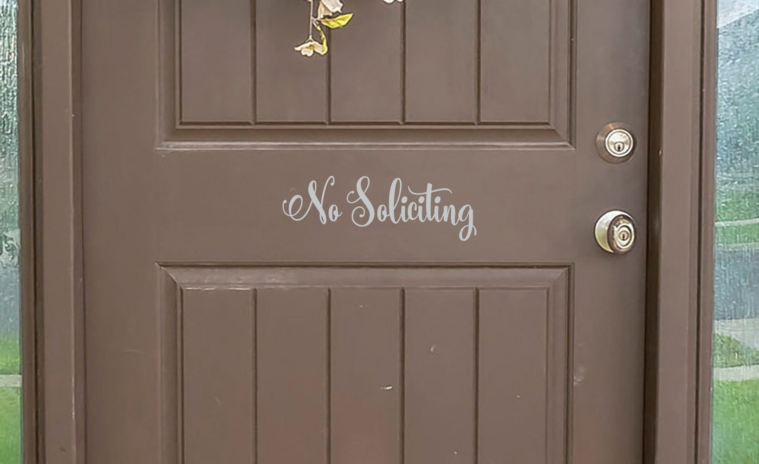 No Soliciting Door Decal - Removable Vinyl Door Sticker, Two-for-1 - Etsy