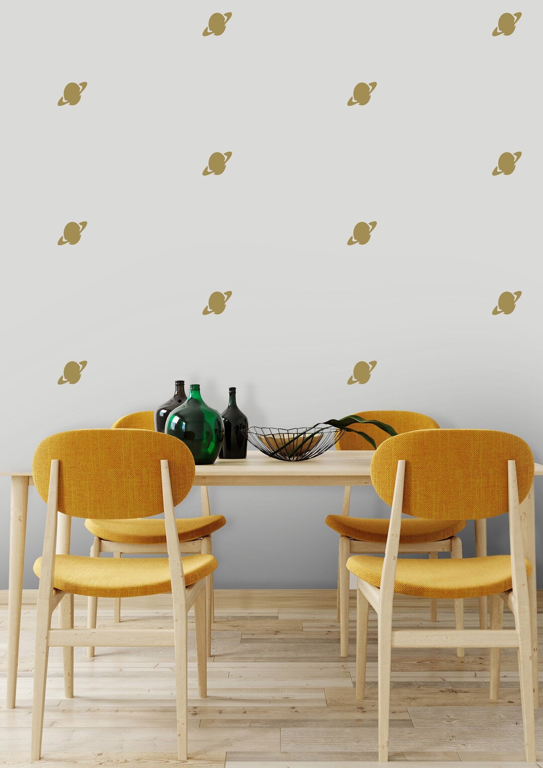 Mid Century Modern Saturn Decals - Atomic Age Planet Shapes in Metallic ...