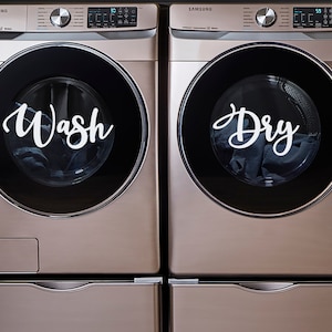 Wash & Dry Laundry Decals - Washer Dryer Match Set - Whimsical Script ...