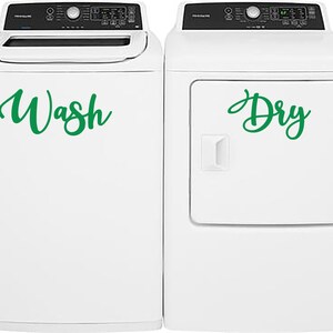 Wash & Dry Laundry Decals - Washer Dryer Match Set - Whimsical Script ...