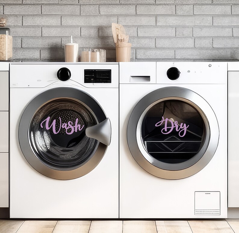 Wash & Dry Laundry Decals - Washer Dryer Match Set - Whimsical Script ...