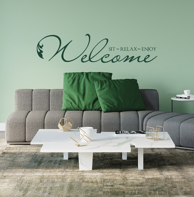 Welcome Sit Relax Enjoy Vinyl Decal: Entryway Door Decor - Etsy