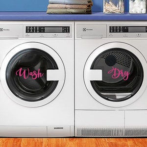 Wash & Dry Laundry Decals - Washer Dryer Match Set - Whimsical Script ...