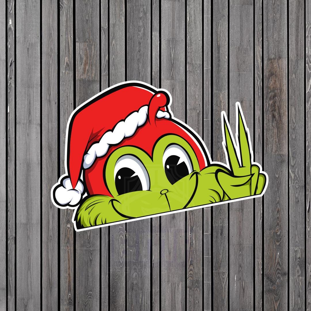 Grinch Jollibee Peace Sign Car Window Decal Funny Christmas Sticker for ...