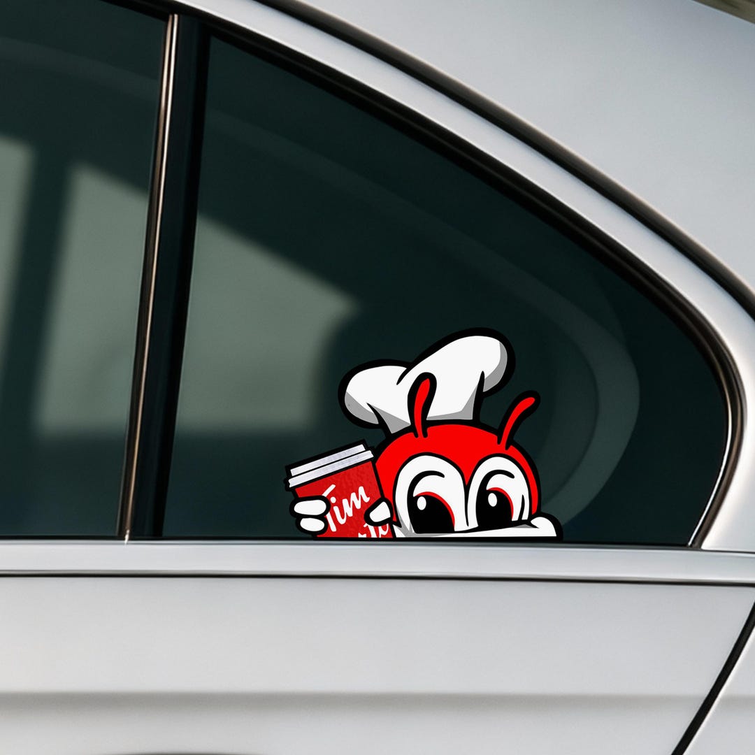 Cute Red Jollibee Coffee Cup Sticker Filipino Sticker Jollibee Peeker ...