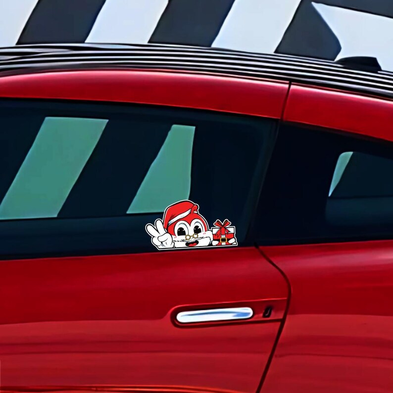 Santa Claus Jollibee Peace Sign Car Window Decal Cute Christmas Sticker ...