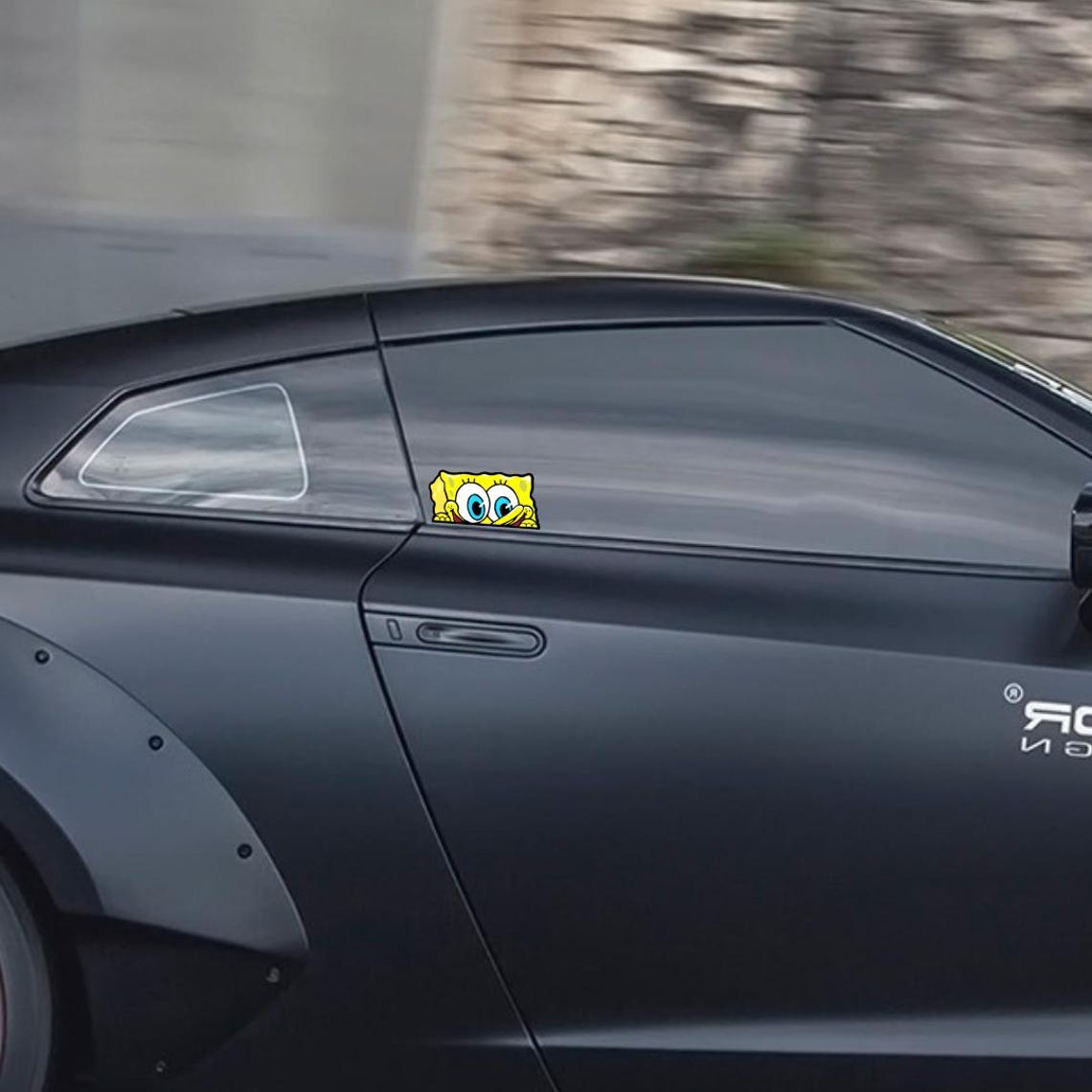 Spongebob Squarepants Peeking Sticker - Premium Vinyl Sticker. Glossy ...