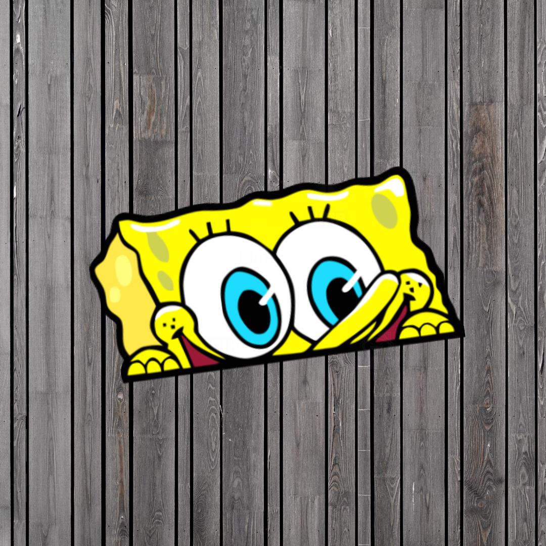 Spongebob Squarepants Peeking Sticker - Premium Vinyl Sticker. Glossy ...