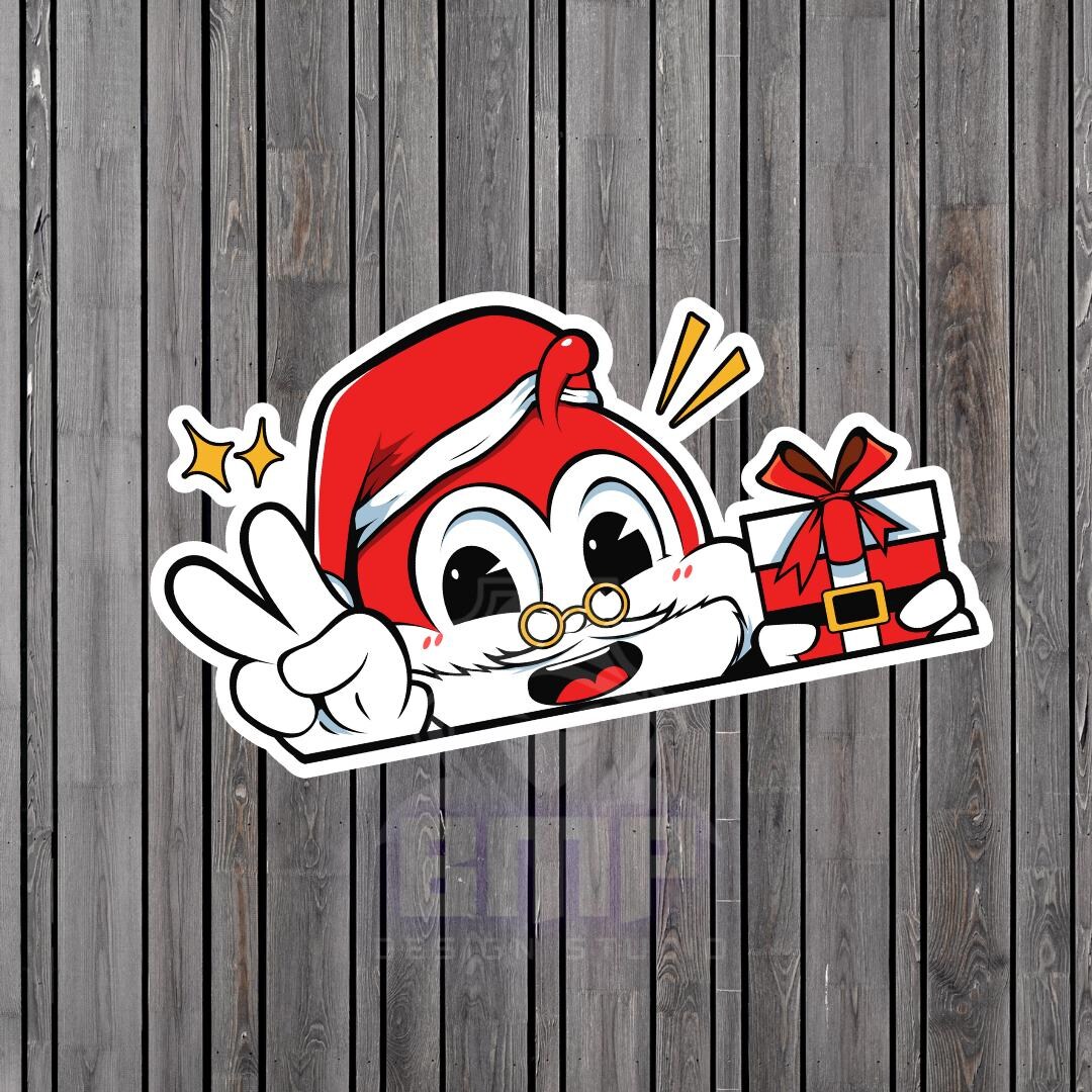 Santa Claus Jollibee Peace Sign Car Window Decal Cute Christmas Sticker ...