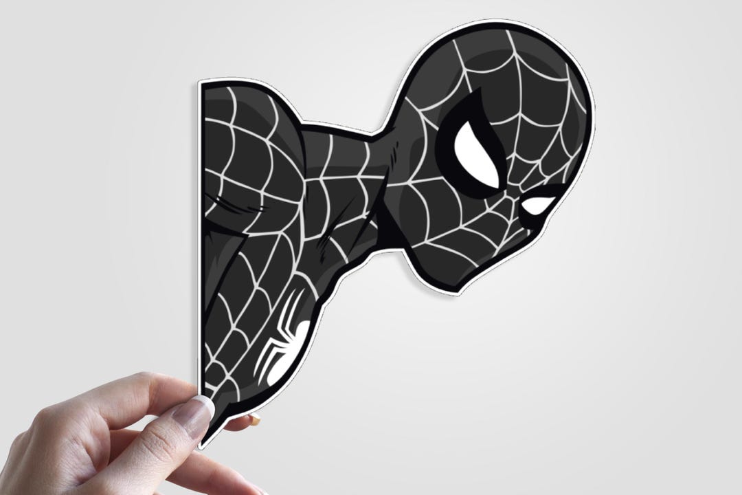 Peeking Black Spider-man Sticker Die Cut Decal for Laptop, Skateboard ...