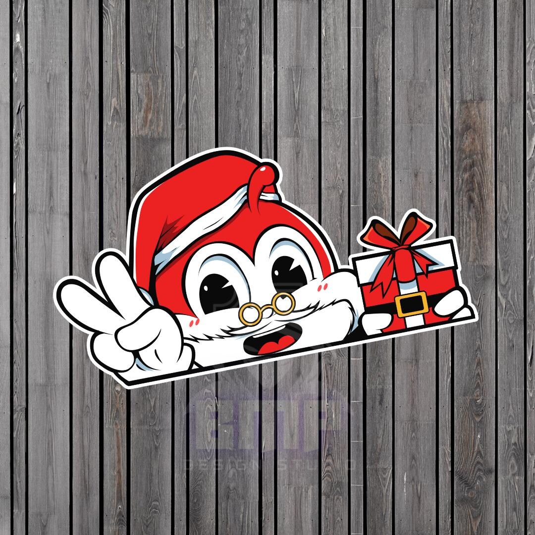 Santa Claus Jollibee Peace Sign Car Window Decal Cute Christmas Sticker ...