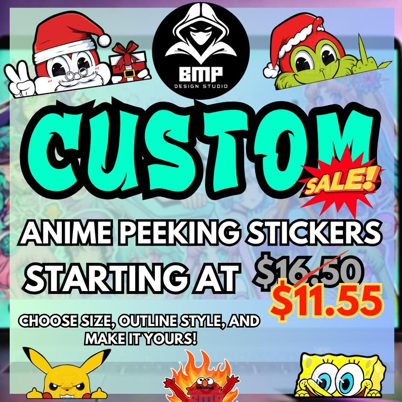 Custom Anime Dog Peeking Stickers Holiday Pricing Personalized Vinyl ...