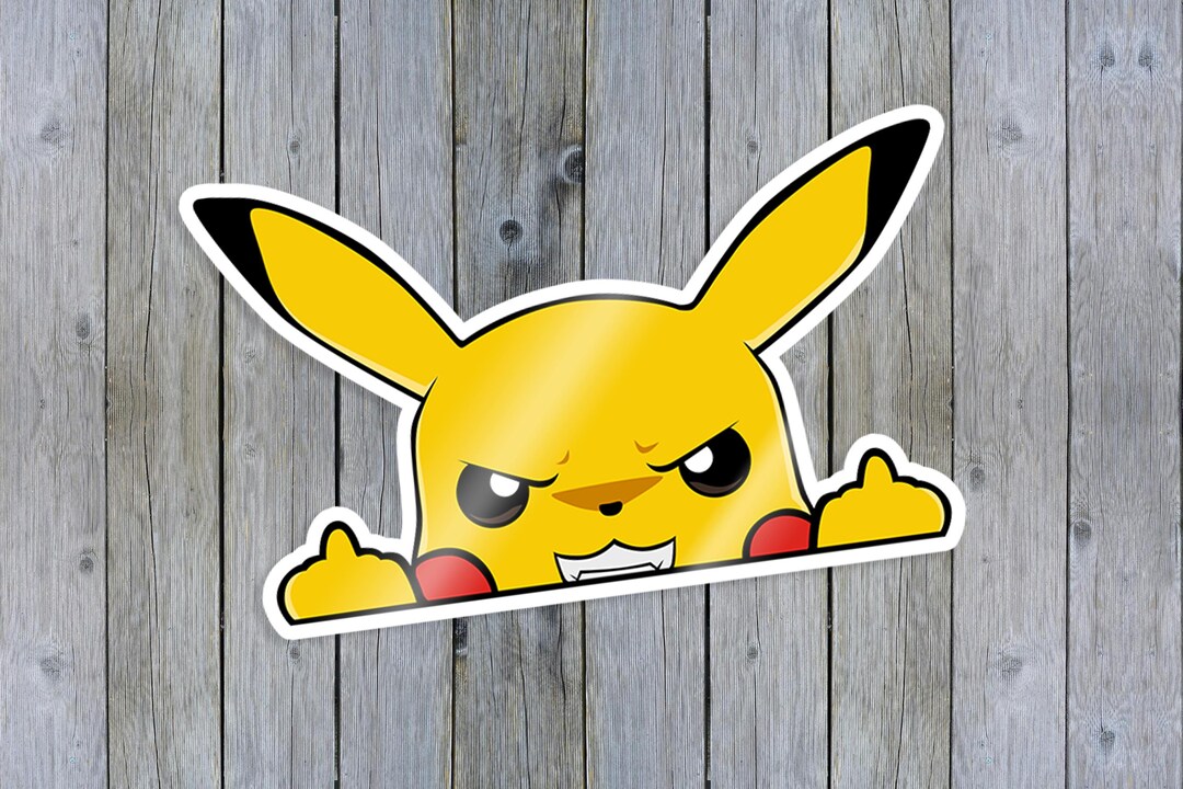 Custom Evil Pikachu Middle Finger Decal Peeking Pokemon Anime Peekaboo ...