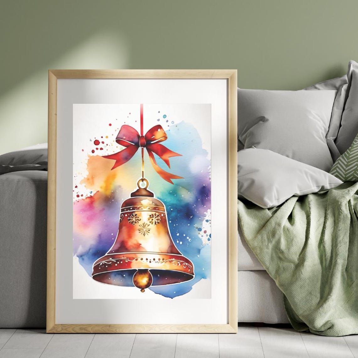 Colorful Christmas Bell, 12 High-res Watercolor Jpgs, Christmas ...
