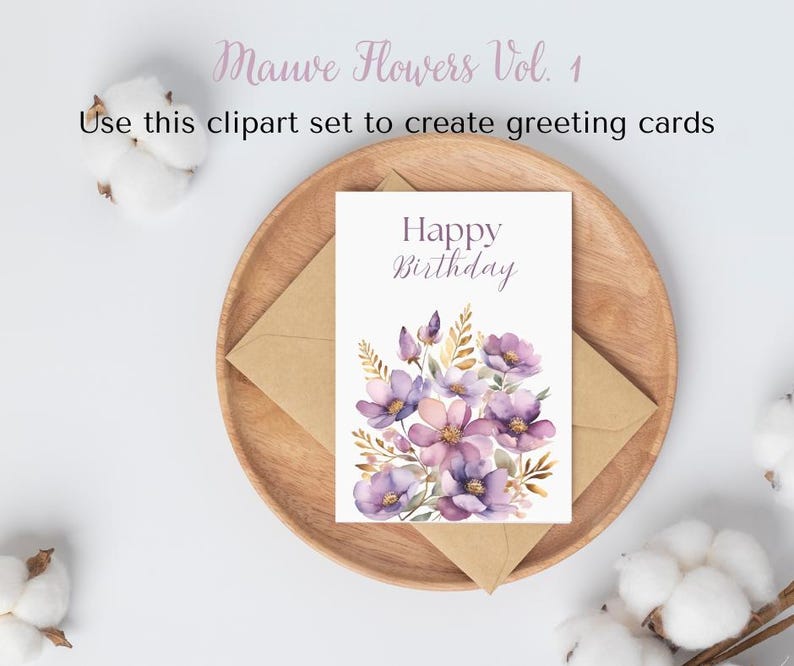 Mauve Flowers Vol. 1, 12 High-res Watercolor Jpgs, Floral Commercial ...