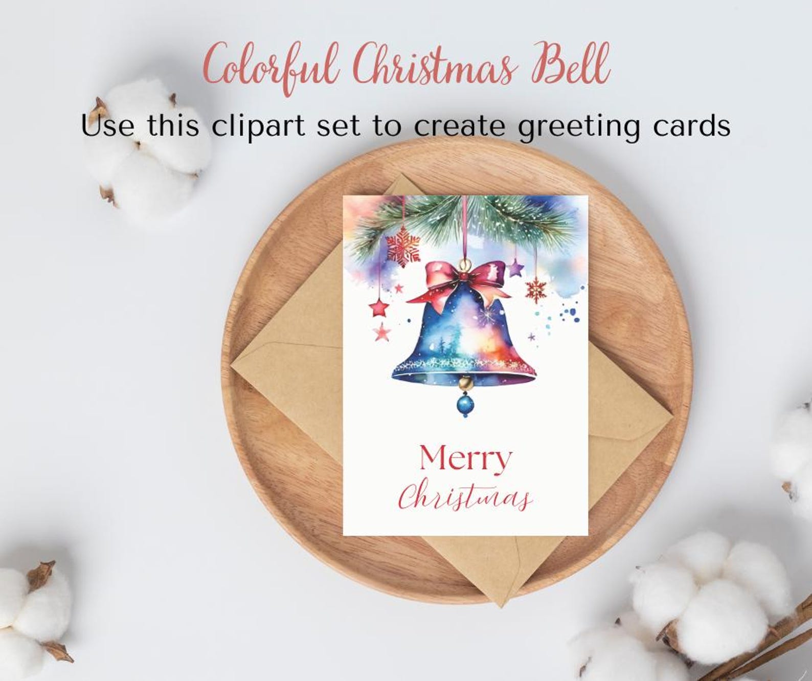 Colorful Christmas Bell, 12 High-res Watercolor Jpgs, Christmas ...