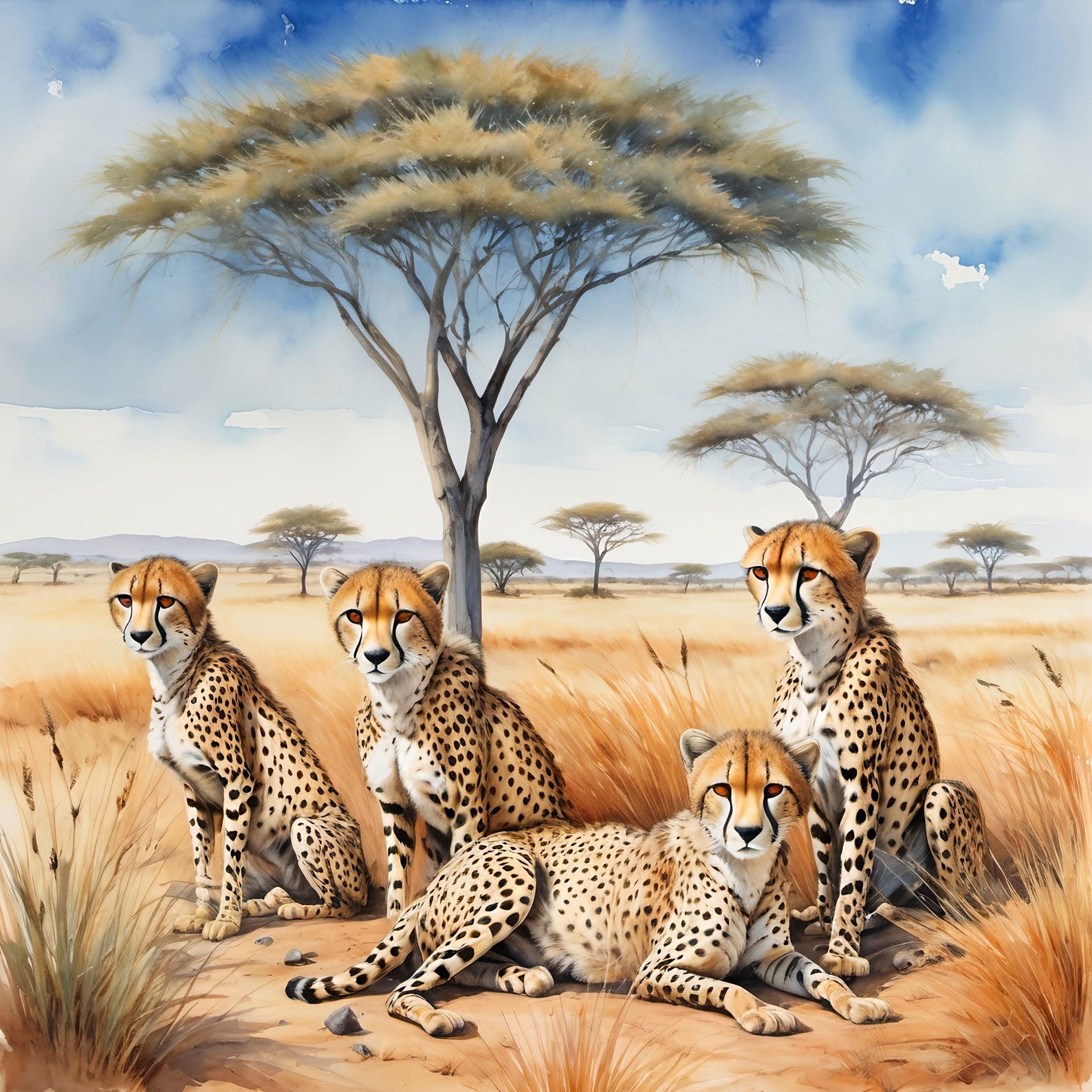 African Safari Animals, 12 High-res Watercolor Jpgs, Commercial License ...