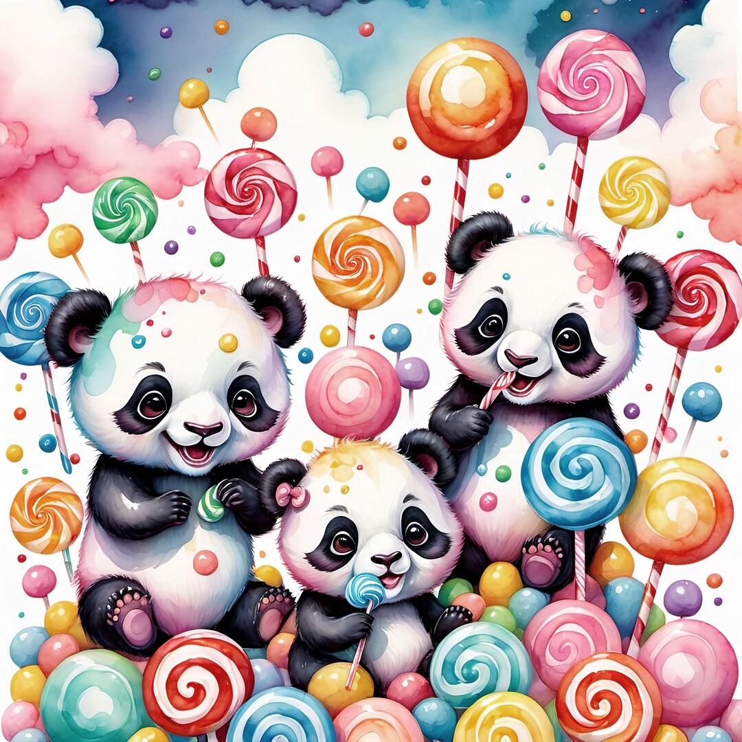 Baby Animals in a Candy Land, 12 High-res Watercolor Jpgs, Commercial ...