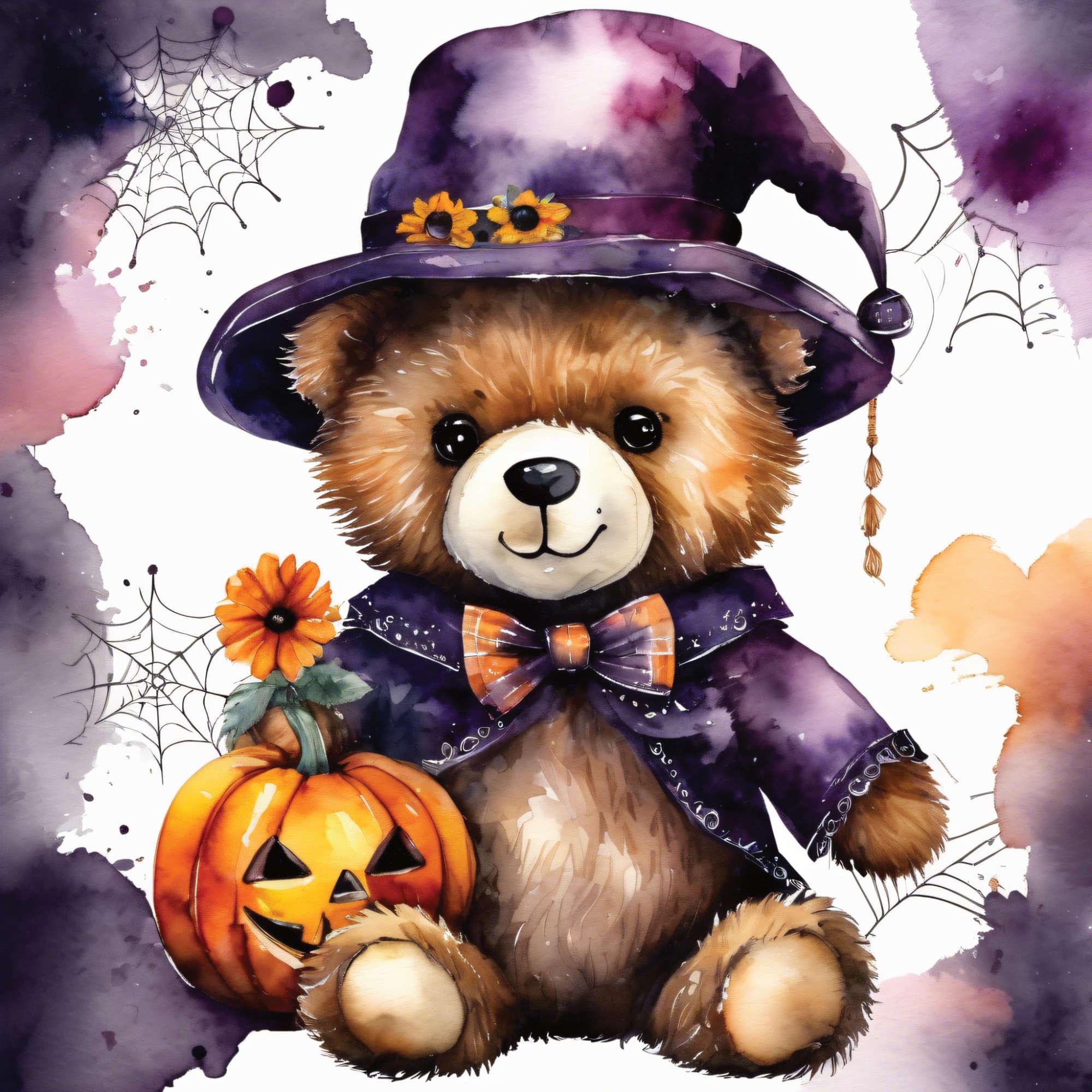 Halloween Teddy Bear, 12 High-res Watercolor Jpgs, Bears Commercial ...
