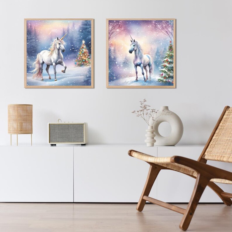 Christmas Unicorn Vol. 1, 12 High-res Watercolor Jpgs, Christmas ...