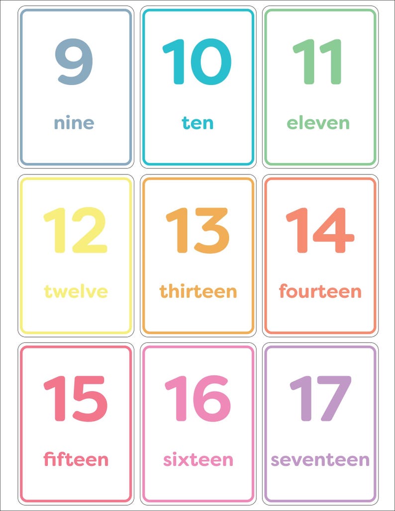 Number Flash Cards Fun and Educational Printable Games for Pre-school ...
