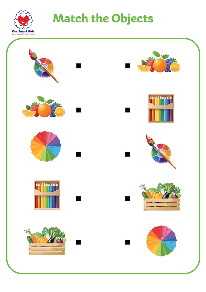 Match the Objects Fun and Educational Printable Games for Pre-school ...