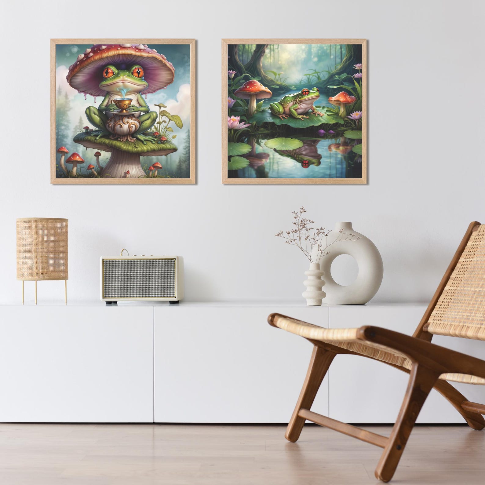 Whimsical Frog With Mushroom, 12 High-res Watercolor Jpgs, Frogs ...