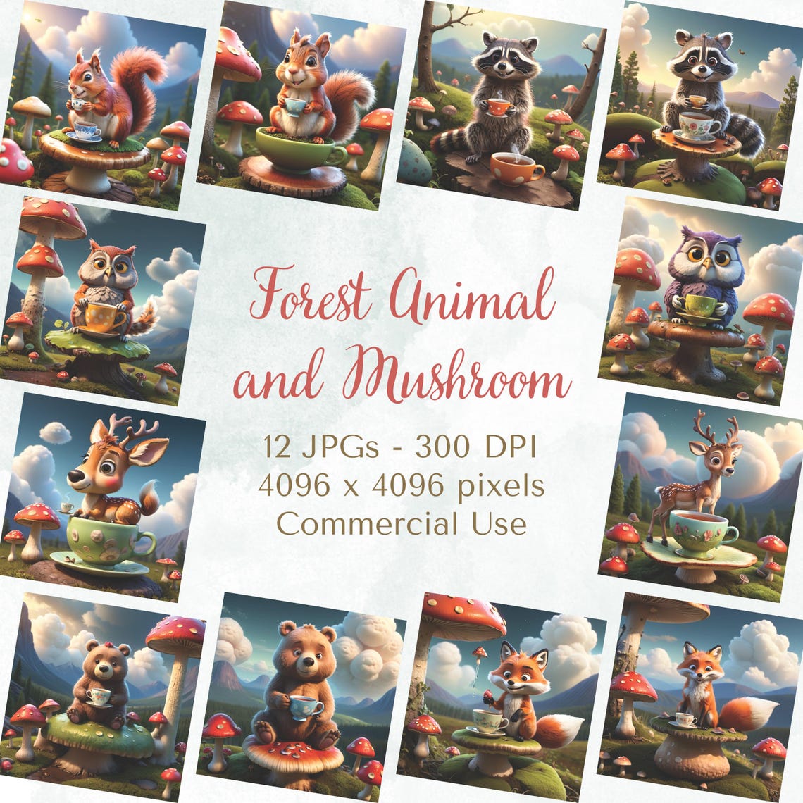 Forest Animal and Mushroom, 12 High-res 3D Rendering Jpgs, Commercial ...