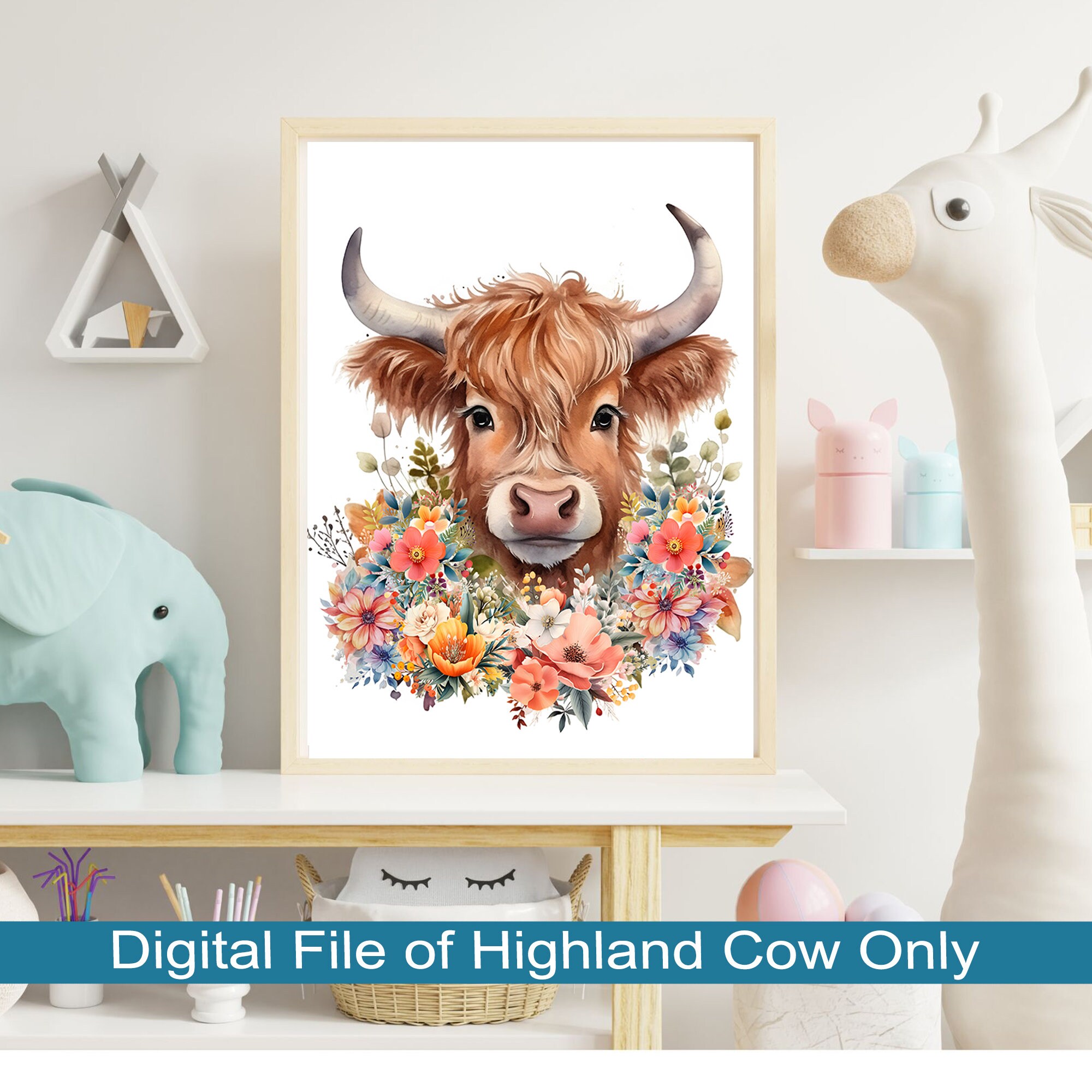Highland Cow Printable Wall Art Perfect for a Nursery or Monochromatic ...