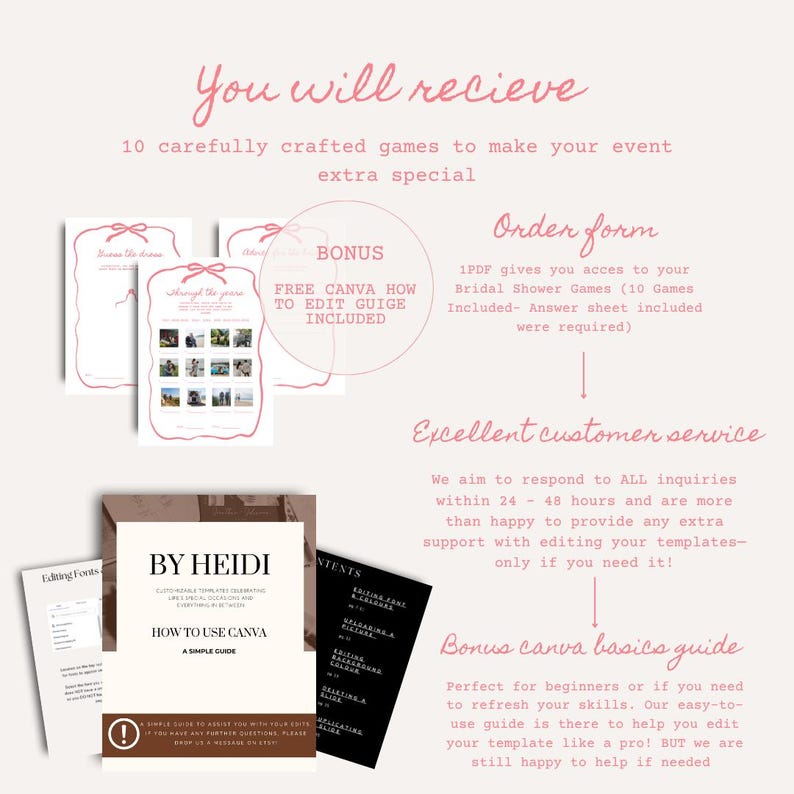 Pink Bridal Shower Games Bundle Editable Printable Digital Download ...