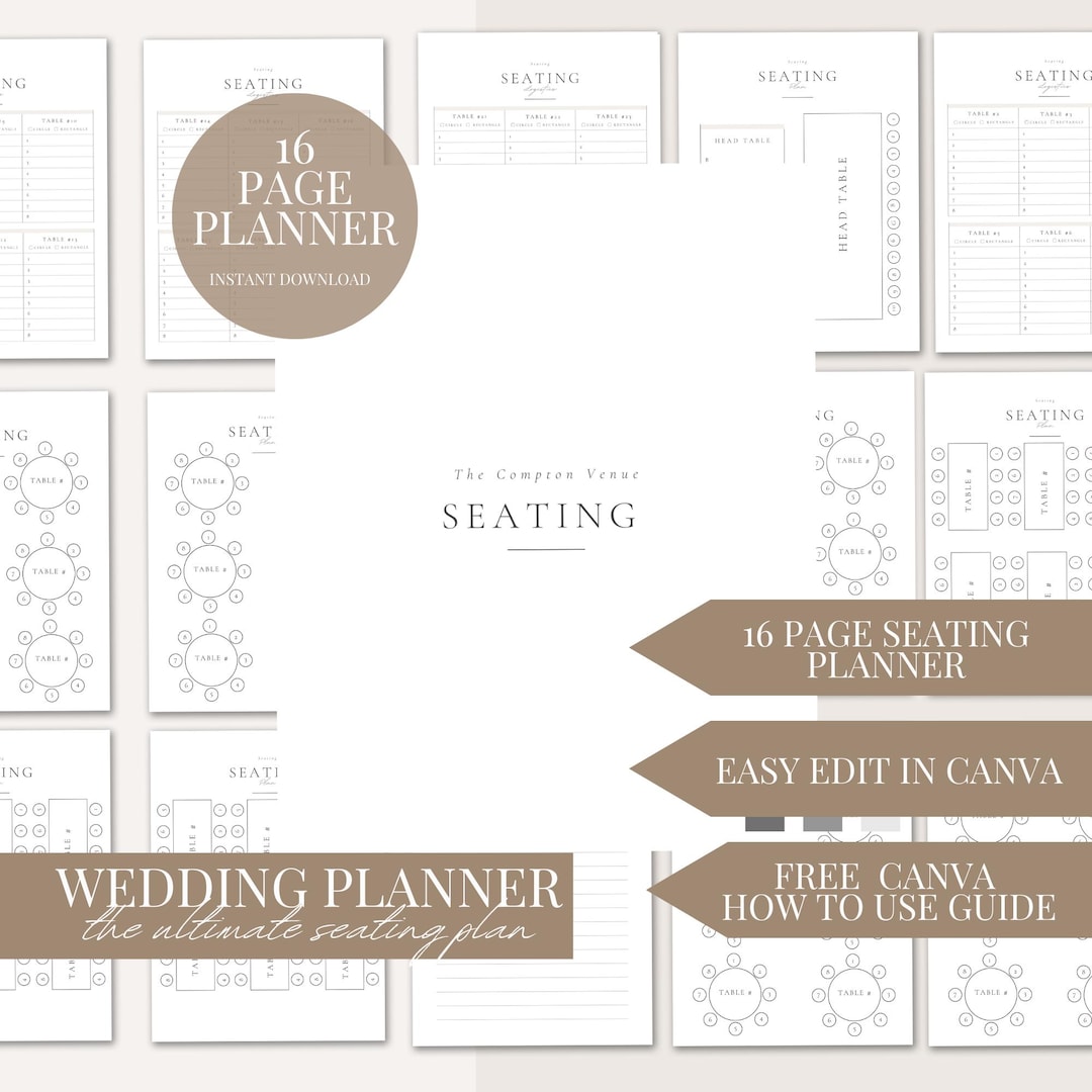 Wedding Table Seating Chart Template Canva Planner Digital Download - Etsy
