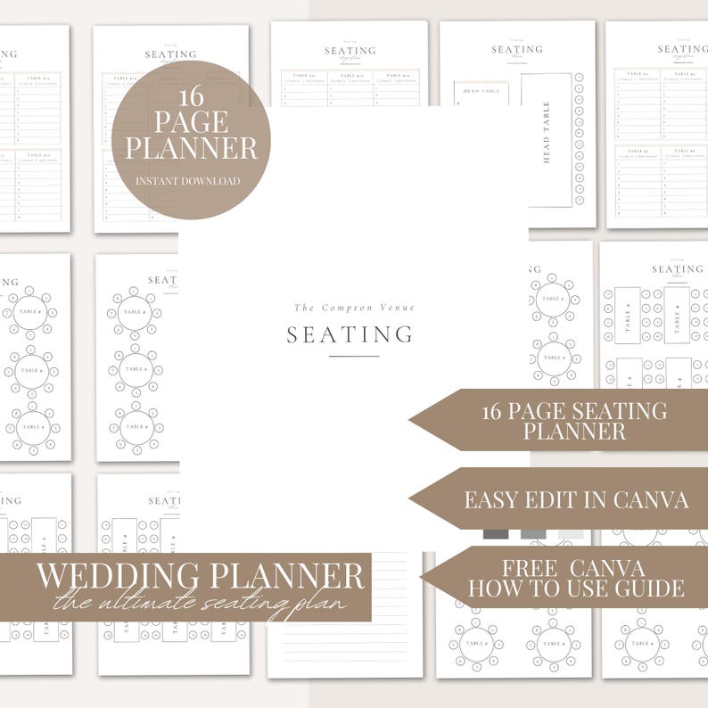Wedding Table Seating Chart Template Canva Planner Digital Download - Etsy