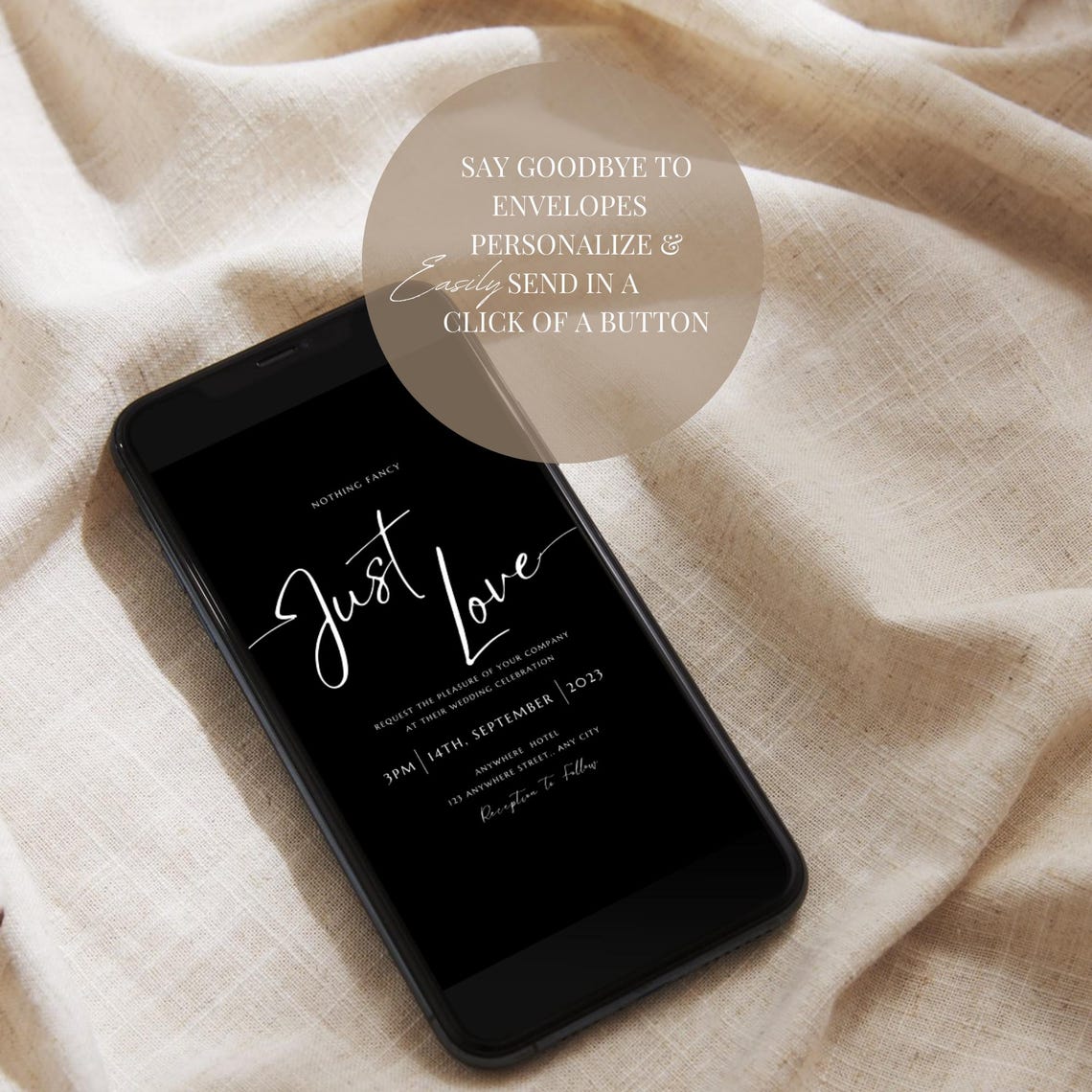 Minimalist Elopement Invitation Just Love Modern Reception Evite ...
