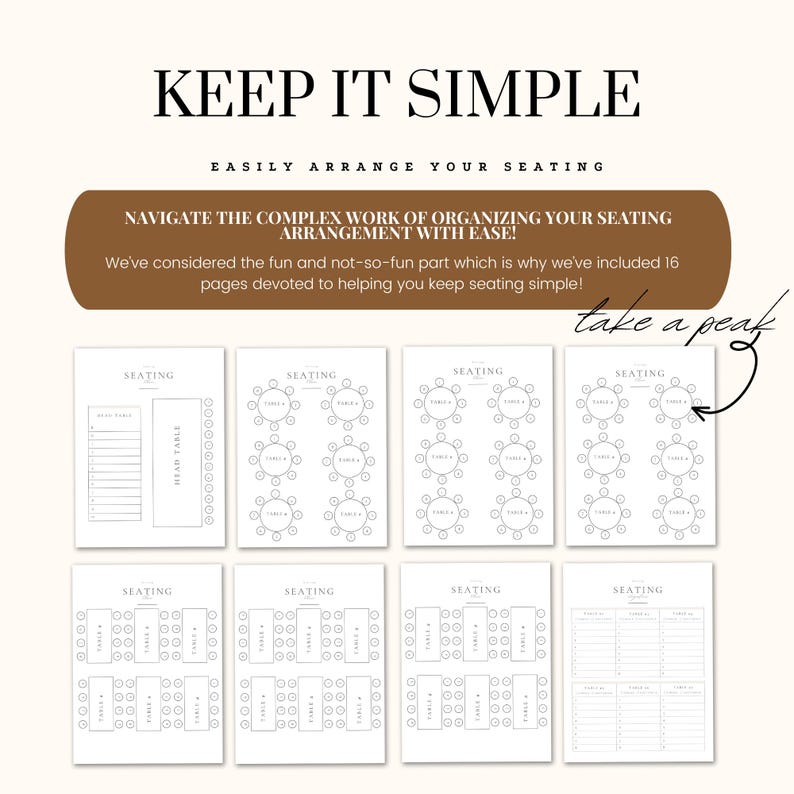 Wedding Table Seating Chart Template Canva Planner Digital Download - Etsy