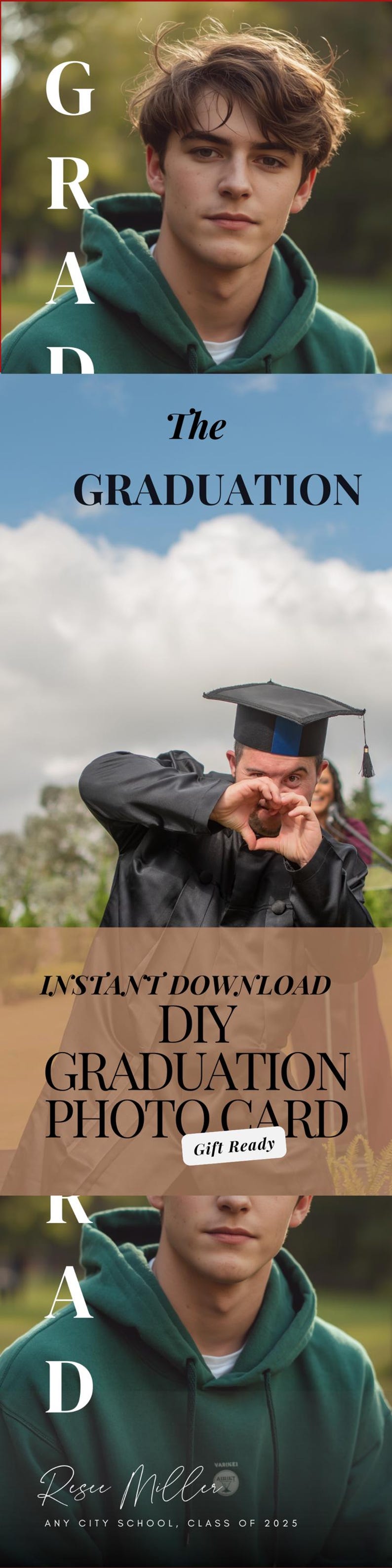 Male Graduation Photo Card Template Class of 2026 Senior Boy Graduation ...