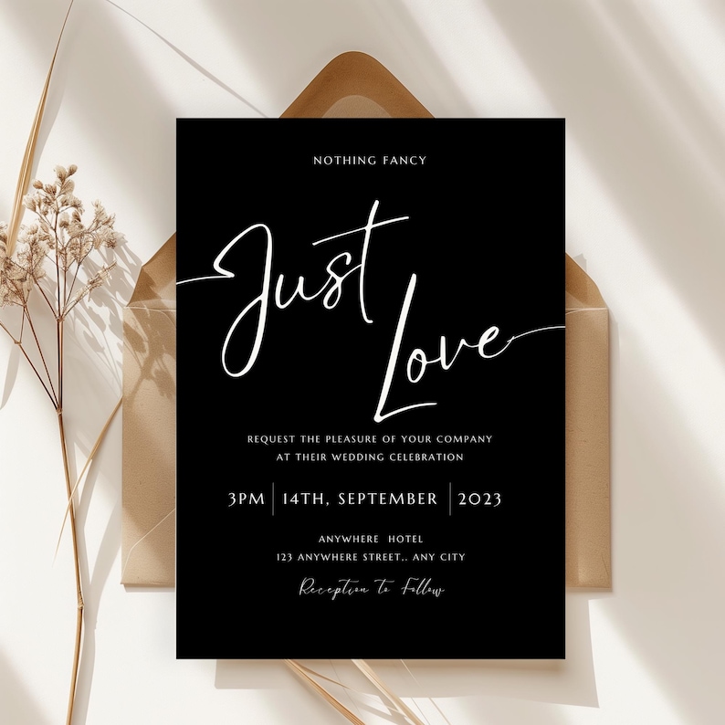Nothing Fancy Just Love Invitation Elopement Reception Invite ...
