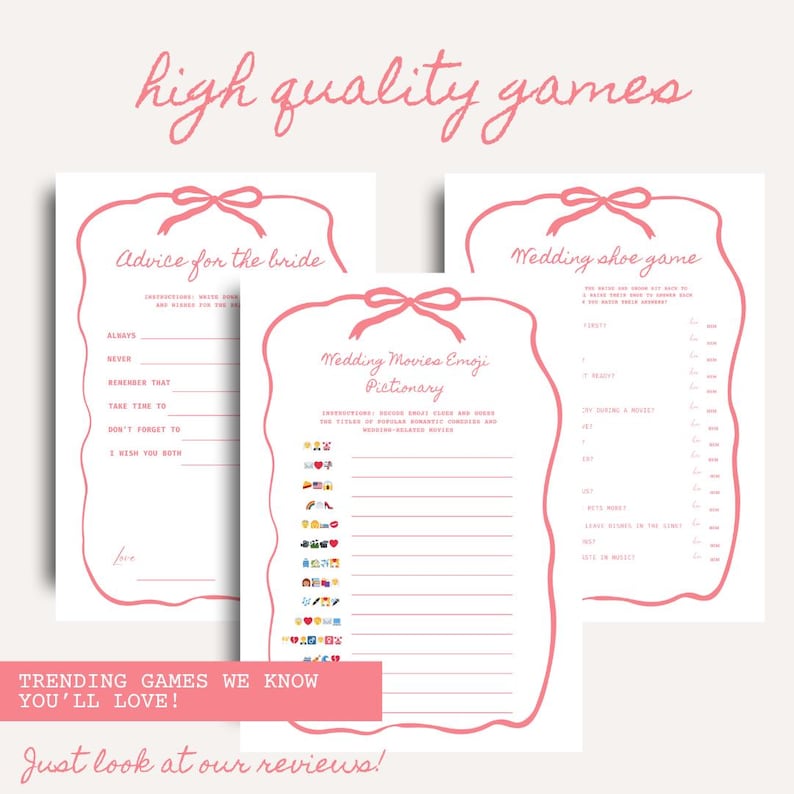 Pink Bridal Shower Games Bundle Editable Printable Digital Download ...