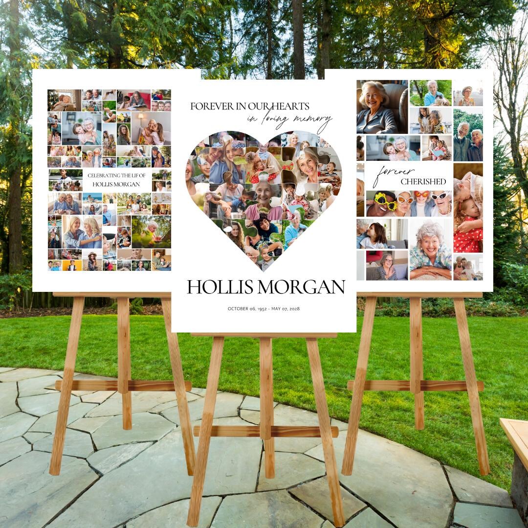 Funeral Photo Collage Welcome Sign Template Celebration of Life Canva ...