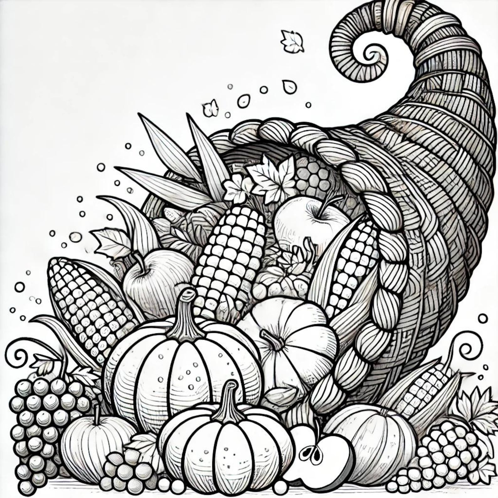 Kids, Coloring Page, Fall, Thanksgiving - Etsy
