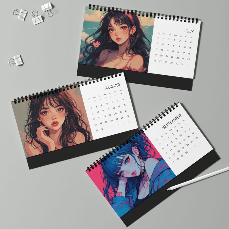 2026 Anime Girl Desktop Calendar | Illustrated Art Desk Planner - Etsy
