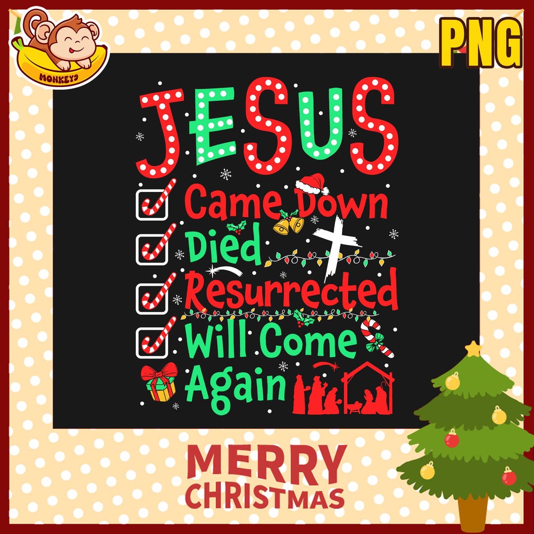 Jesus Christmas Checklist PNG, Christian Nativity (digital Download) - Etsy