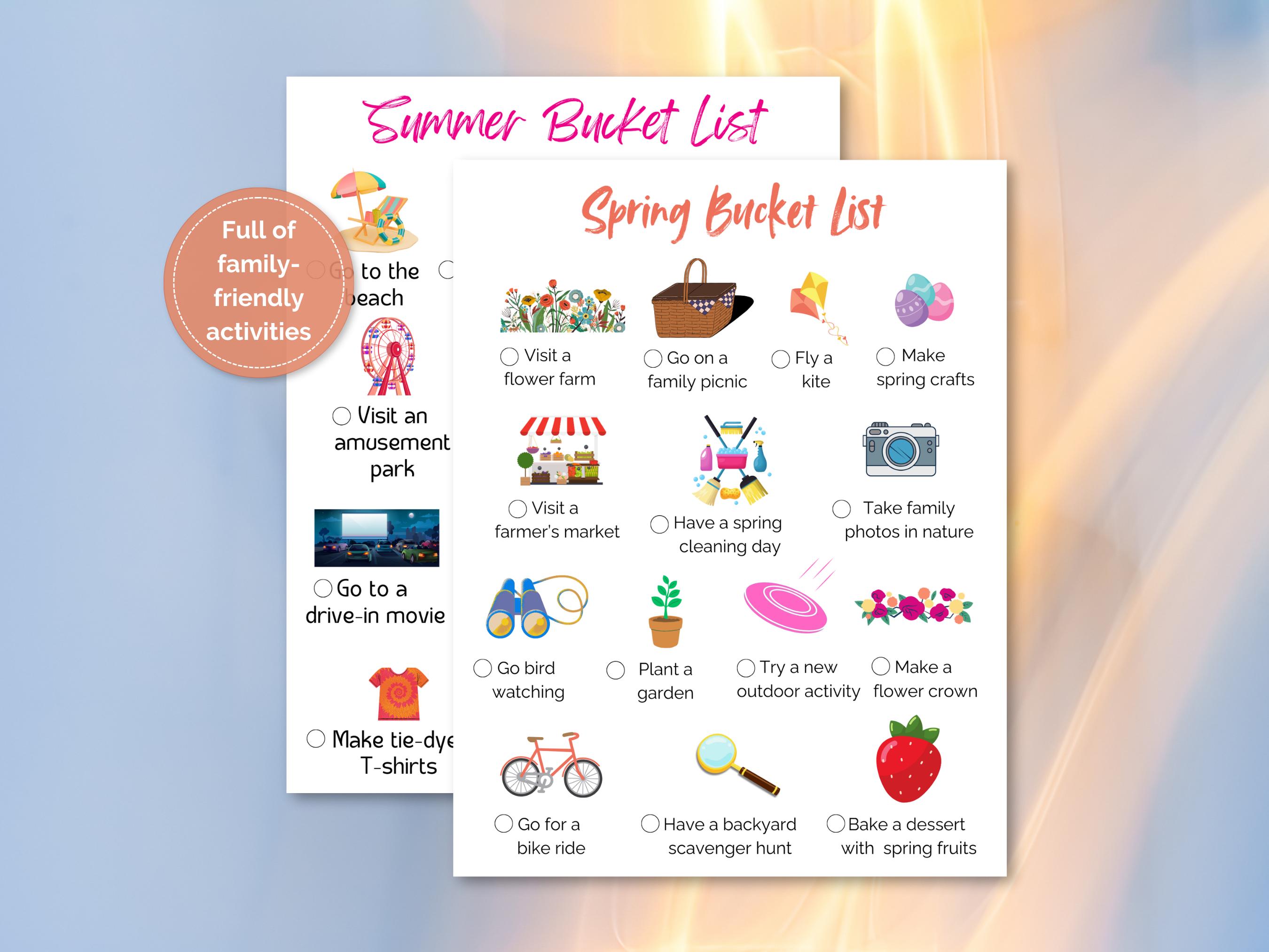 Seasonal Bucket List Printables | Autumn, Winter, Spring, and Summer ...