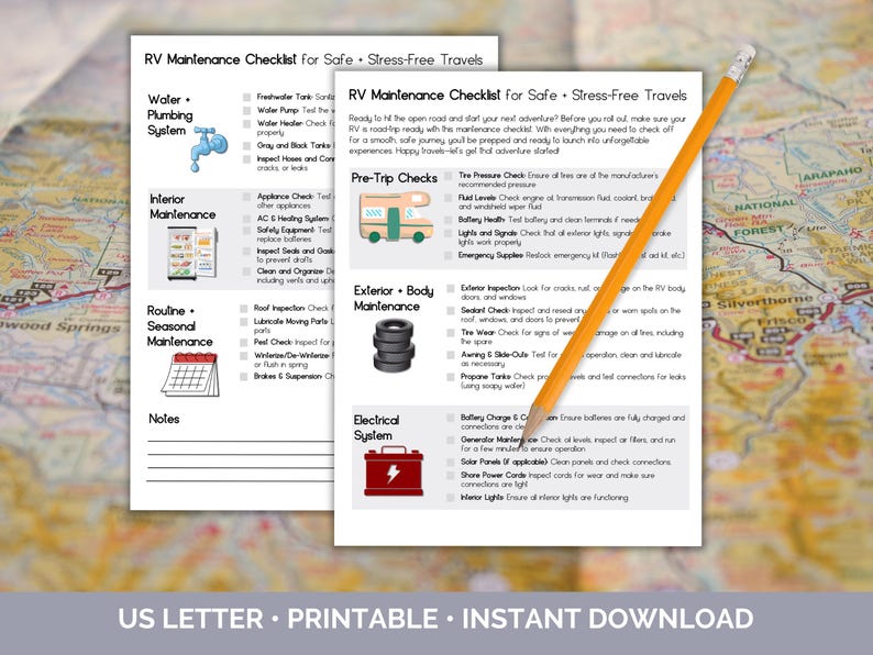 RV Maintenance Checklist Printable | Essential RV Care, Pre-trip Prep ...