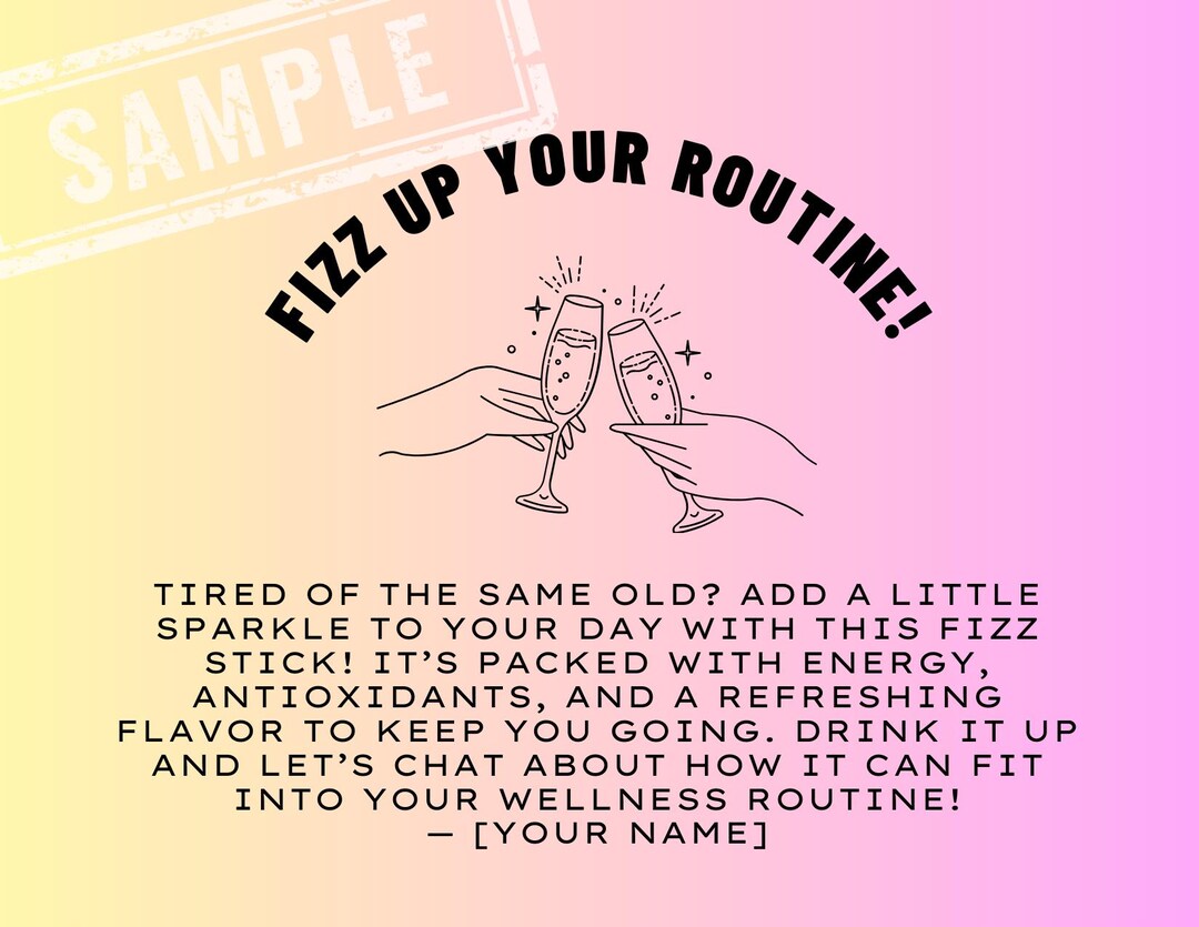 Editable Arbonne Fizz Stick Sample Card | Instant Download | Consultant ...