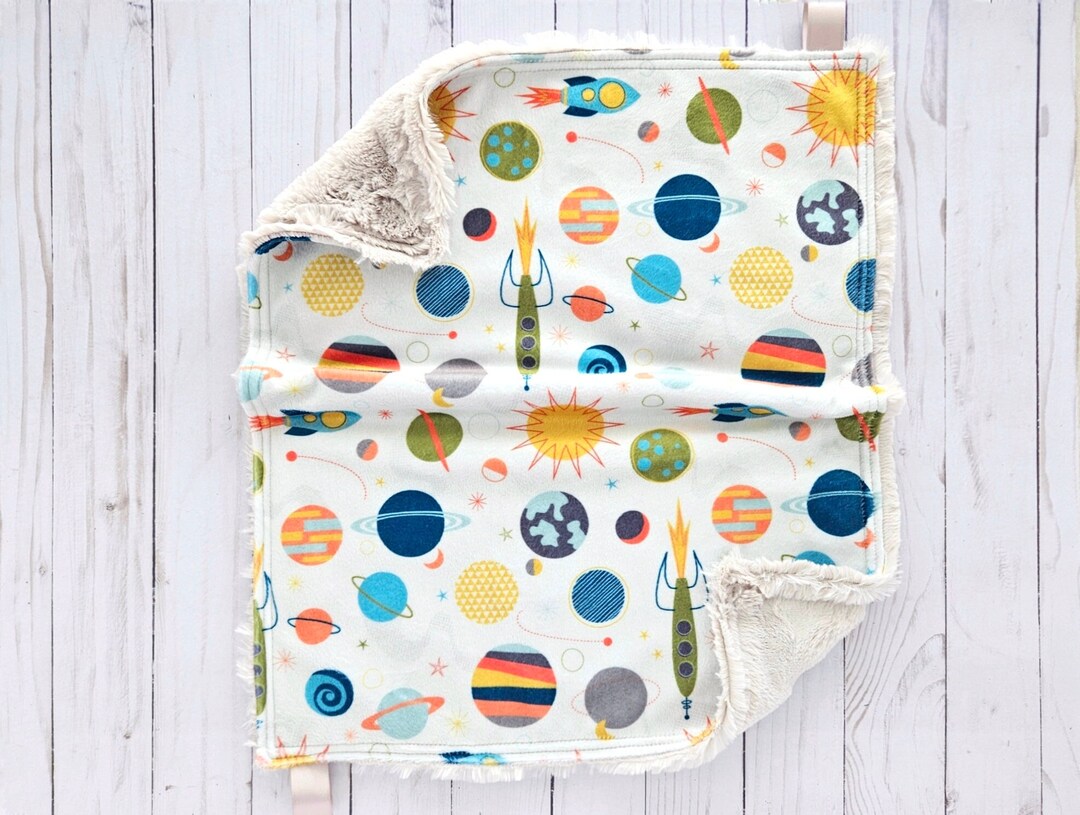 Planets Minky Lovey: Vintage Space Baby Snuggle Blanket - Etsy
