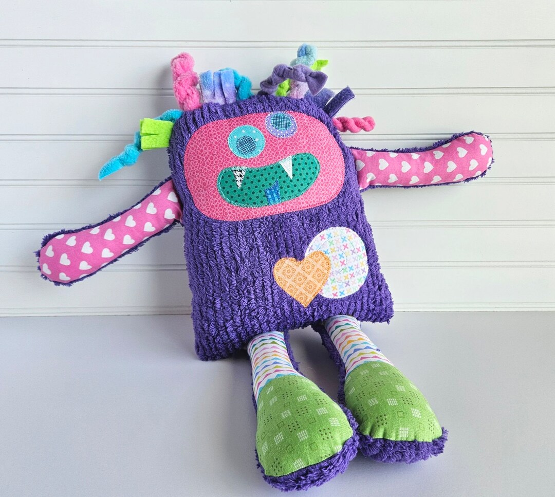 Taffy the Purple Monster Stuffed Animal Toy Chenille, Cotton, Fleece - Etsy