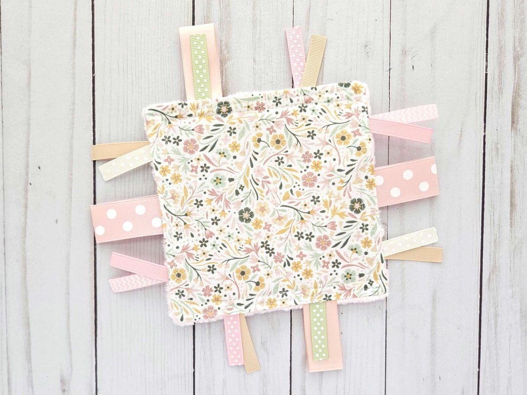 Baby Girl Crinkle: Pink and Green Floral. Ribbon Crinkle. Crinkle Toy ...