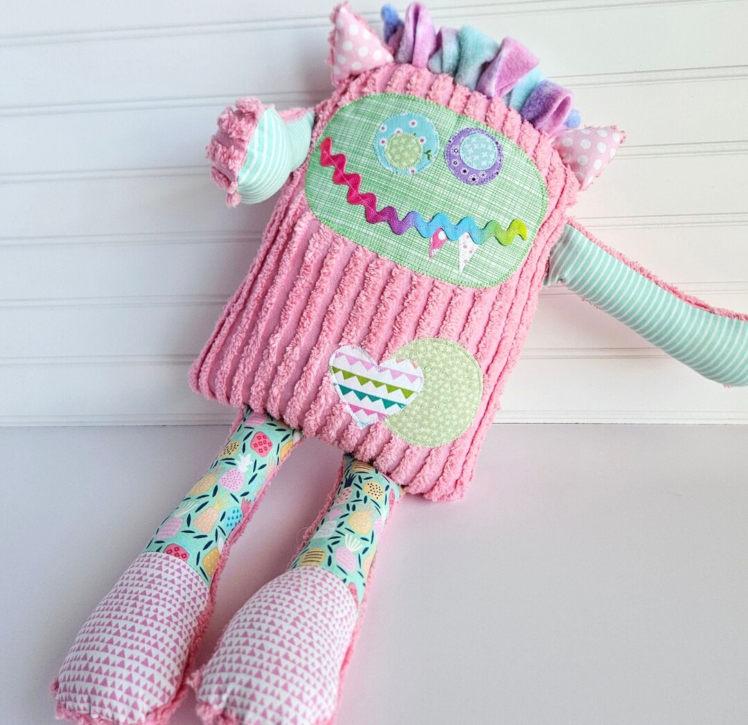 Monster Stuffie: Petunia the Pink Monster, Handmade Monster Toy ...