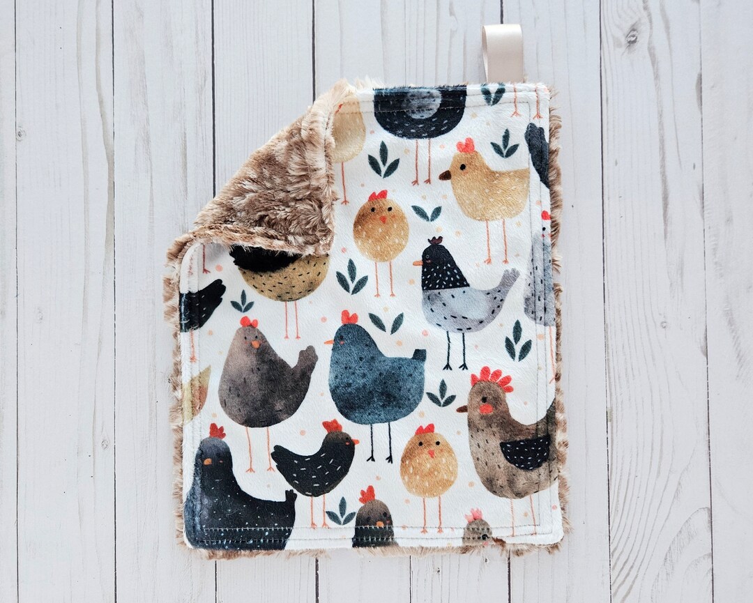 Mini Lovey: Chickens Fawn Fur Cuddle. Minky Lovey. Baby Gift. Chicken ...